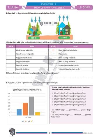 8 Sınıf İklim ve Hava Hareketleri Çalışma Kağıdı 2 Dnzhoca