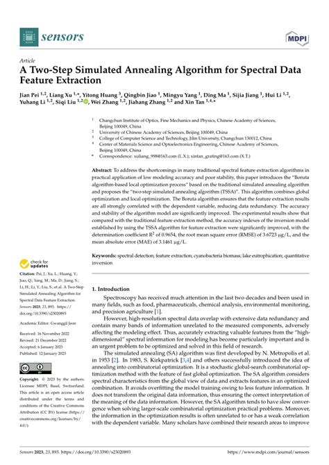 pdf a two step simulated annealing algorithm for spectral data feature extraction