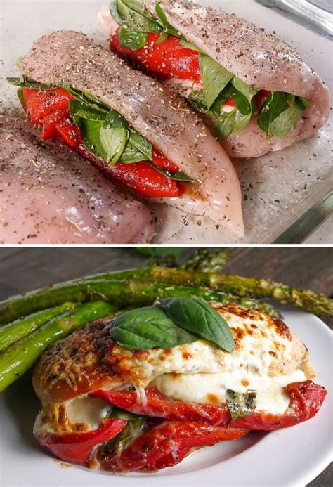 HOW TO MAKE ROASTED RED PEPPER MOZZARELLA AND BASIL STUFFED CHICKEN