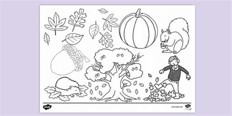Simple Autumn Colouring Page Primary School Twinkl