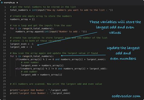Python Program To Find The Largest Even And Odd Numbers In A List Codevscolor