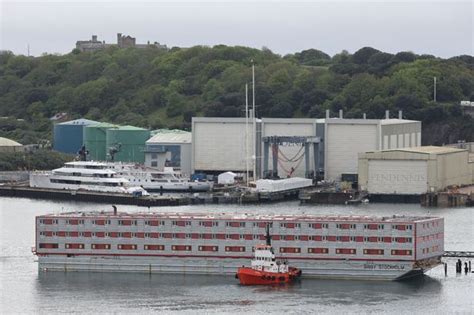 Immigrant Barge For 500 Asylum Seekers Arrives In Falmouth For Refit