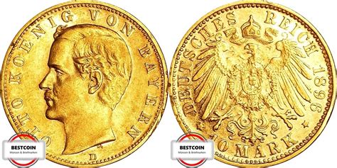 BAYERN 10 Mark 1896 D J 199 geprägt unter König Otto fast VZ