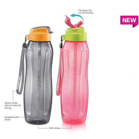 Tupperware Slim Eco Bottle 1L 1 With Straw Furniture Home Living