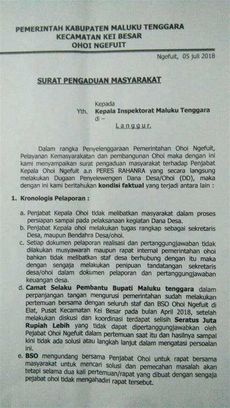 Detail Contoh Surat Pengaduan Korupsi Dana Desa Koleksi Nomer