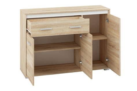 Komoda trzydrzwiowa Kanam 13 z szufladą 120 cm dąb sonoma Meble Bogart