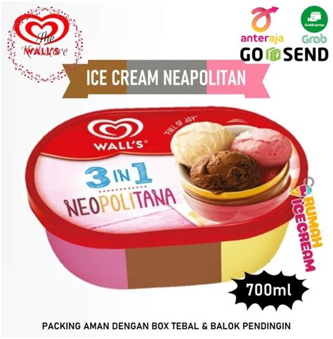 Jual WALLS Ice Cream Neapolitana Rasa Cokelat Vanilla Strawberry 700 Ml