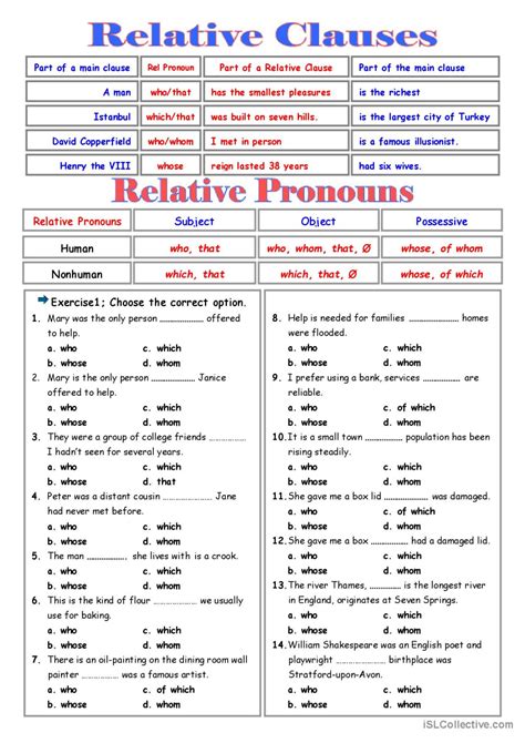 relative clauses grammar guide english esl worksheets pdf and doc