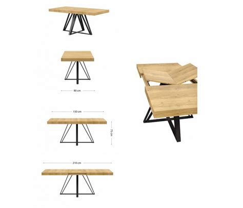 Mesa rectangular de comedor extensible con patas metálicas DS51 TRCK