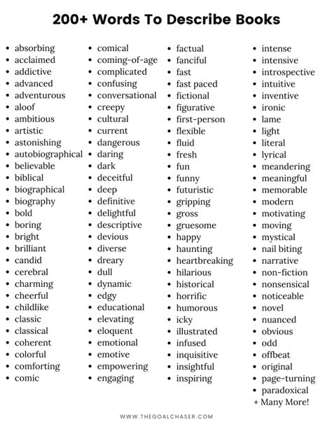 Words To Describe A Book Adjectives To Describe Any Book