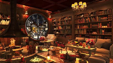 Cozy Winter Jazz Music 4K Bookstore Cafe Ambience With Sweet Piano