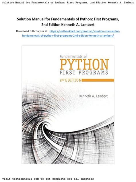 solution manual for fundamentals of python first programs 2nd edition kenneth a lambert pdf