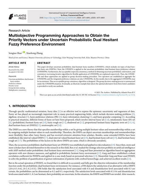 pdf multiobjective programming approaches to obtain the priority vectors under uncertain