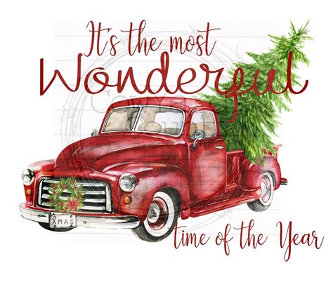 It S The Most Wonderful Time Of The Year Truck Image Red Etsy