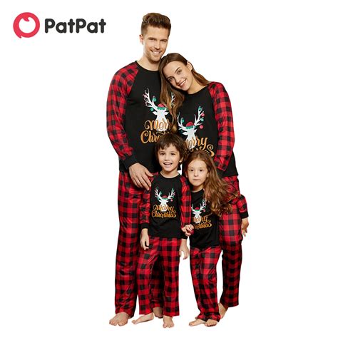 PatPat Conjunto De Pijama A Juego Con Estampado De Letras Y Cuernos