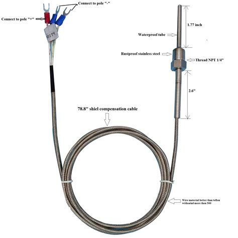 Waterproof Rtd Pt Temperature Sensor Jaybva Stainless Steel Wire