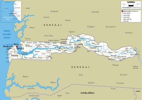 Large Size Road Map Of Gambia Worldometer