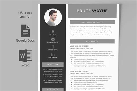 Google Docs And Ms Word Resume Template Graphic By Mlstudio Creative