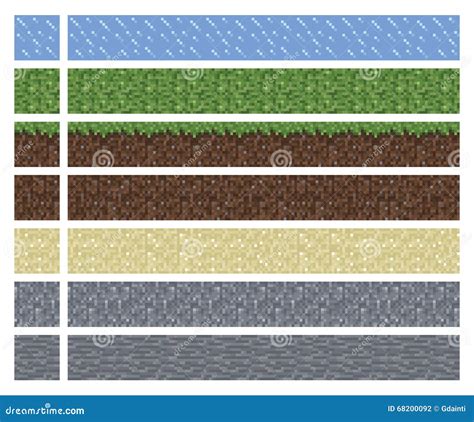 Texture For Platformers Pixel Art Vector Mud Grass Stone Ground Tile