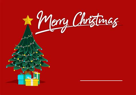 Merry Christmas Greeting Card With Tree And Gifts Vector Art At