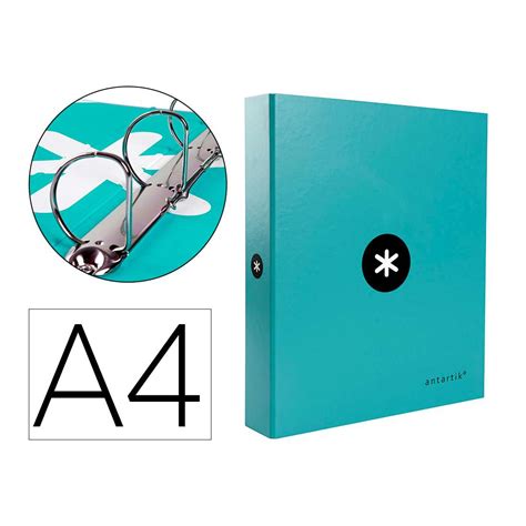 Carpeta 4 Anillas 40 Mm Mixtas Antartik A4 Forrada Color Menta