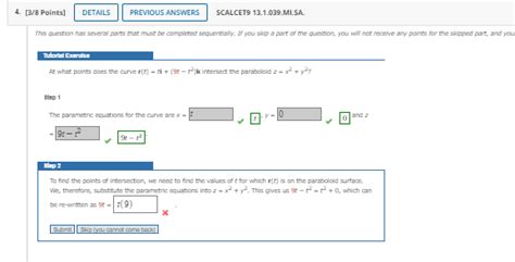solved at what points does the curve r t ti 9t −
