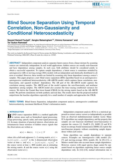 pdf blind source separation using temporal correlation non gaussianity and conditional
