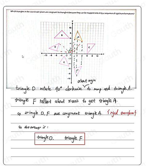 solved select all the correct triangles which triangles in the coordinate plane are congruent