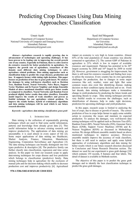 pdf predicting crop diseases using data mining approaches classification