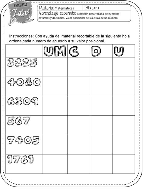 Ejercicio De Valor Posicional Para Cuarto De Primaria Images Images