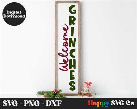 Welcome Grinches SVG Holiday Porch Sign Cut File Grinch Clipart Rustic