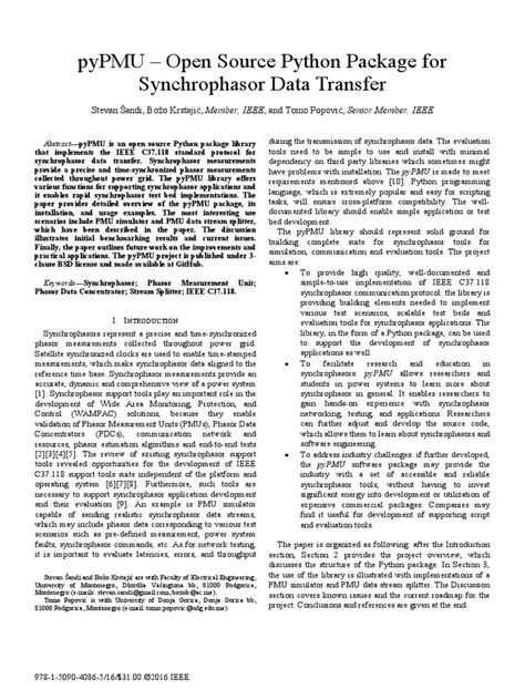 pypmu open source python package for synchrophasor data transfer pdf computer engineering