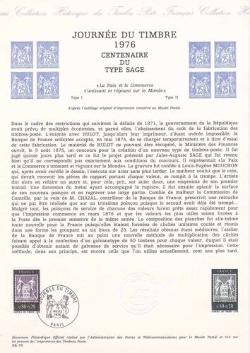 Document Philatélique 1er Jour 06 1976 Journée timbre Type Sage eBay