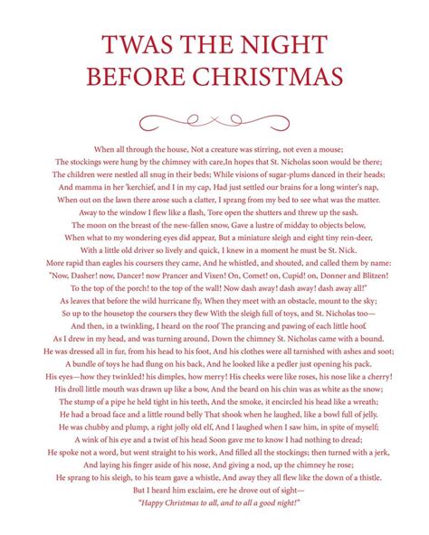 Twas The Night Before Christmas Printable Pdf