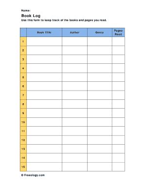 Fillable Online Book Log Fax Email Print PdfFiller