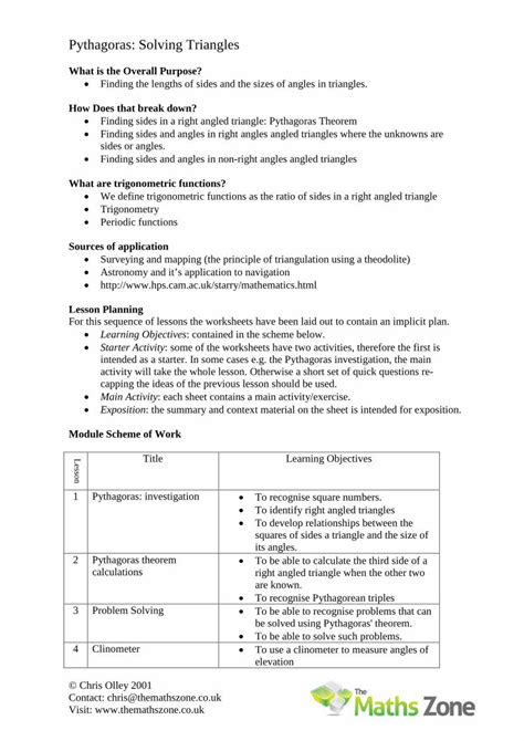 Pdf Pythagoras Solving Triangles The Maths Pdf File Finding