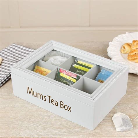 Dibor Personalised Wooden Six Compartment Tea Box Gift Tea Box