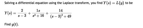 Solved Solving A Differential Equation Using The Laplace Chegg