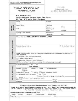 Fillable Online Bcc Socialproof PCIS LABEL VULVAR DISEASE CLINIC