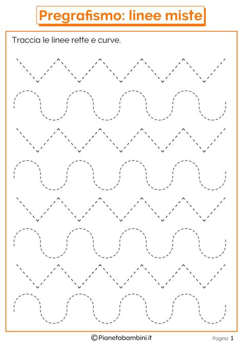 Schede Di Pregrafismo Di Percorsi Con Linee Rette E Curve Pratica