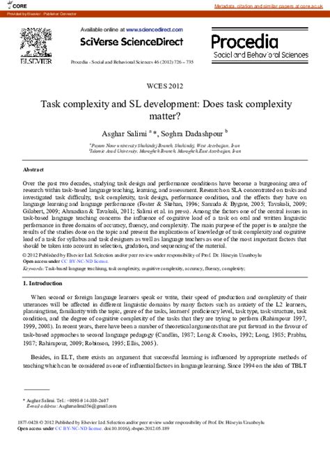 pdf task complexity and sl development does task complexity matter asghar salimi