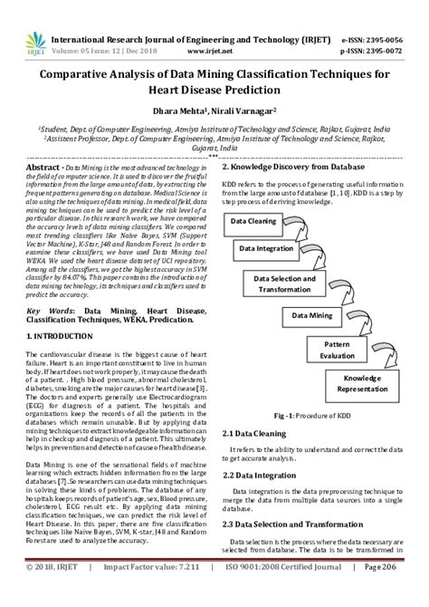 pdf irjet comparative analysis of data mining classification techniques for heart disease