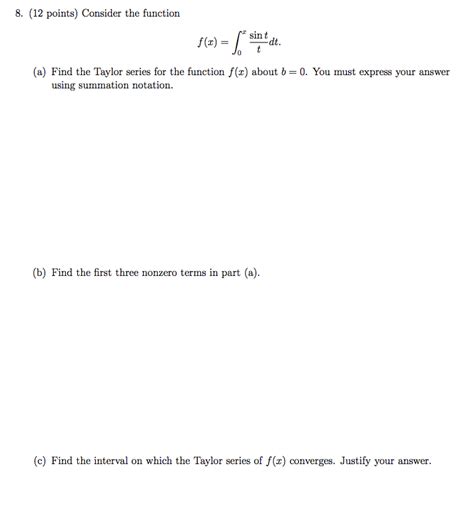 solved consider the function f x integral x 0 sin t t