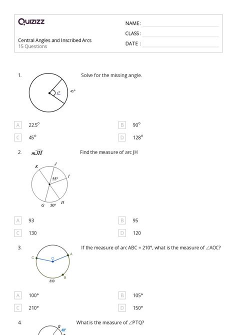 Radians And Arc Length Worksheets For Th Grade On Quizizz Free