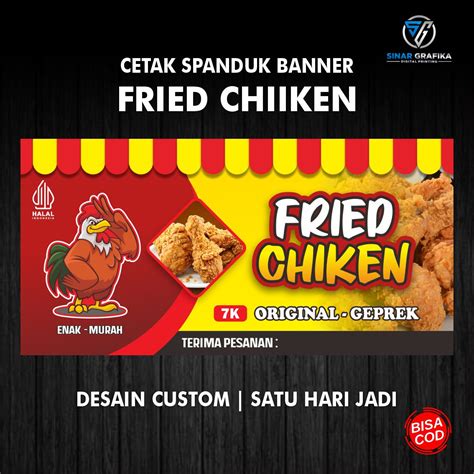 Cetak Spanduk Banner Fried Chicken Bisa Request Desain Dll Lazada