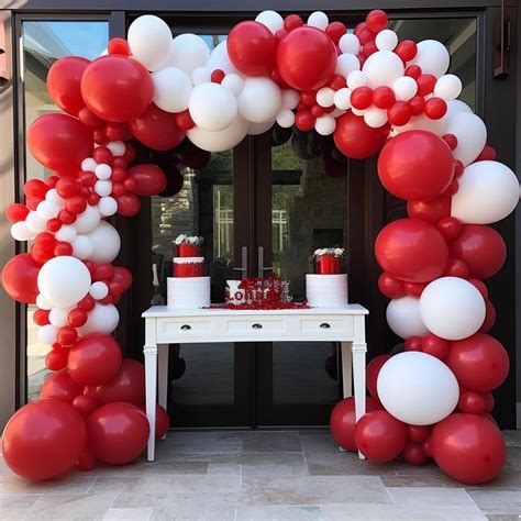 Adoinby Kit De Arco De Globos Rojos Y Blancos Piezas De Color