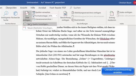 Mit Einer Formatvorlage Ein Apa Literaturverzeichnis Erstellen Youtube