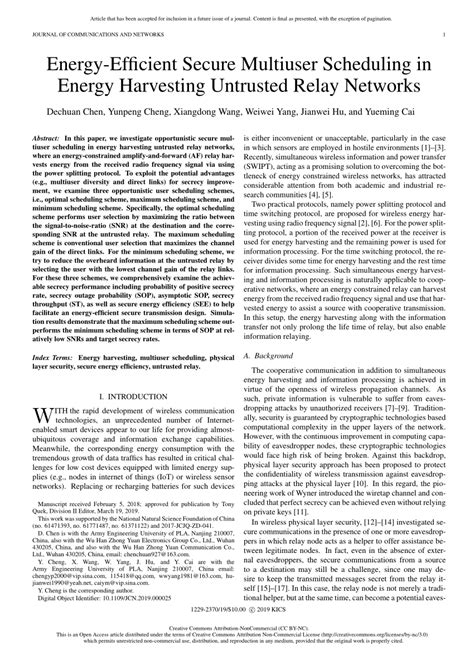 pdf energy efficient secure multiuser scheduling in energy harvesting untrusted relay networks