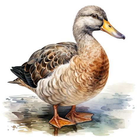 Premium AI Image There Is A Watercolor Painting Of A Duck Standing On