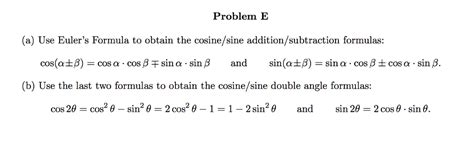 solved use euler s formula to obtain the cosine sine